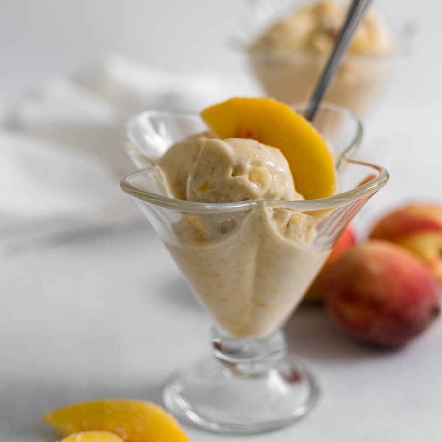 3-Ingredient Vegan Peach Nice Cream (No Added Sugar) - Supermom Eats